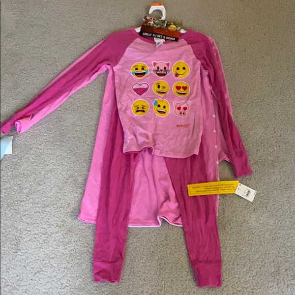 Pajamas | Three Piece Pink Emoji Pj Set Kids | Poshmark